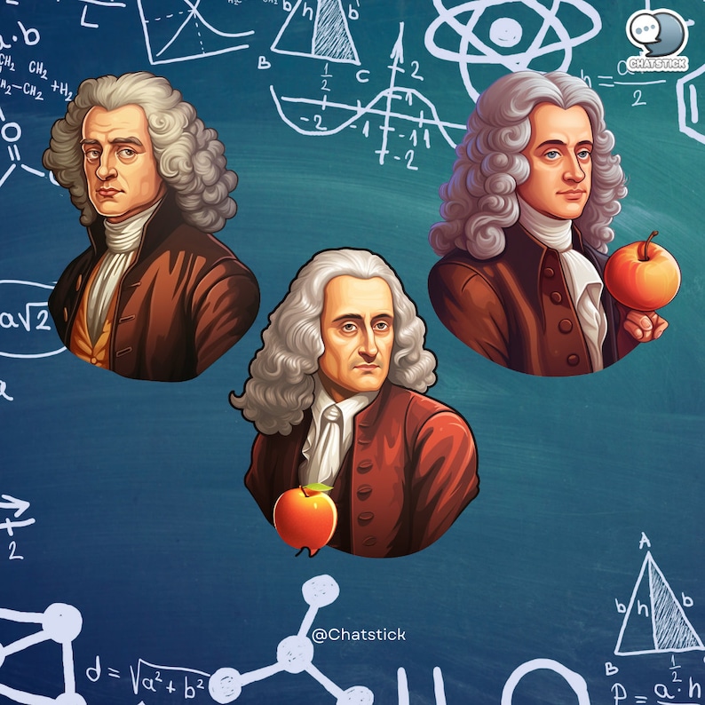 Isaac Newton Digital Sticker Pack - 140 PNG Cliparts With Transparent ...
