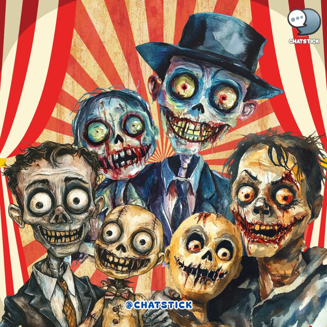 Zombie Circus Performers Clipart - 160 PNG Halloween Zombie Clowns ...