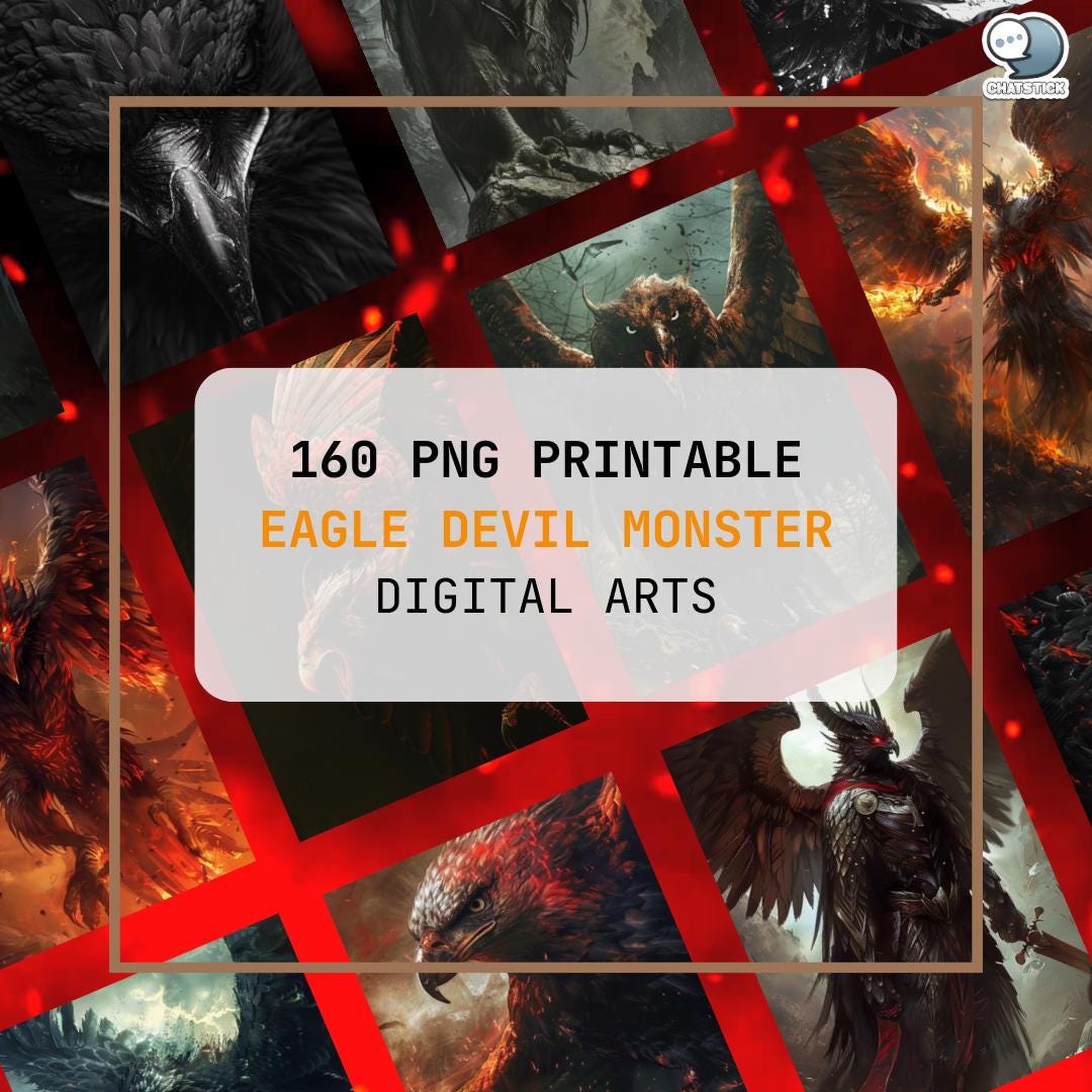 Eagle Devil Monster Digital Art Mega Pack - 160 PNG Printable Posters ...