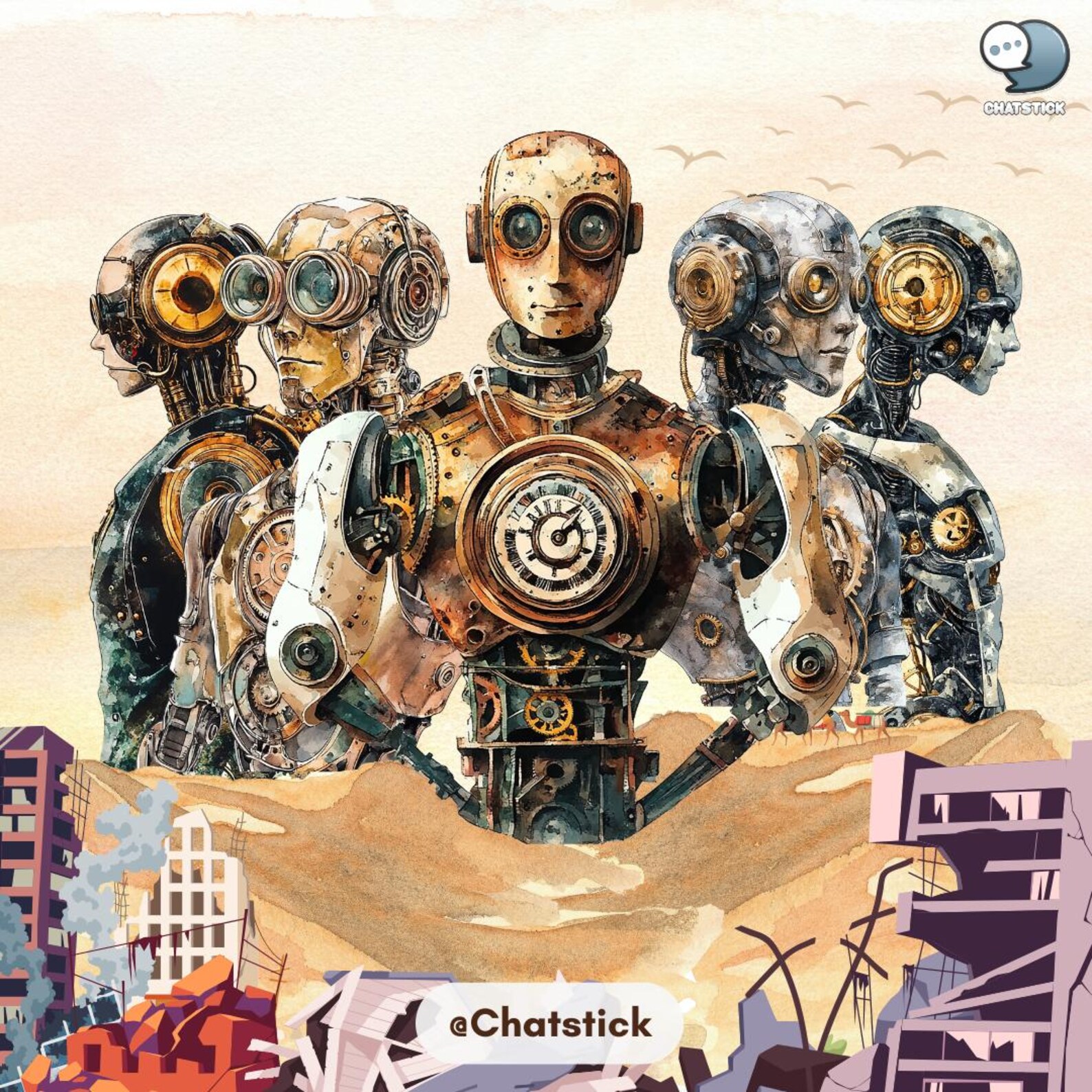 Steampunk Robots Clipart - 160 Victorian Mechanical Robots PNG, Gears ...