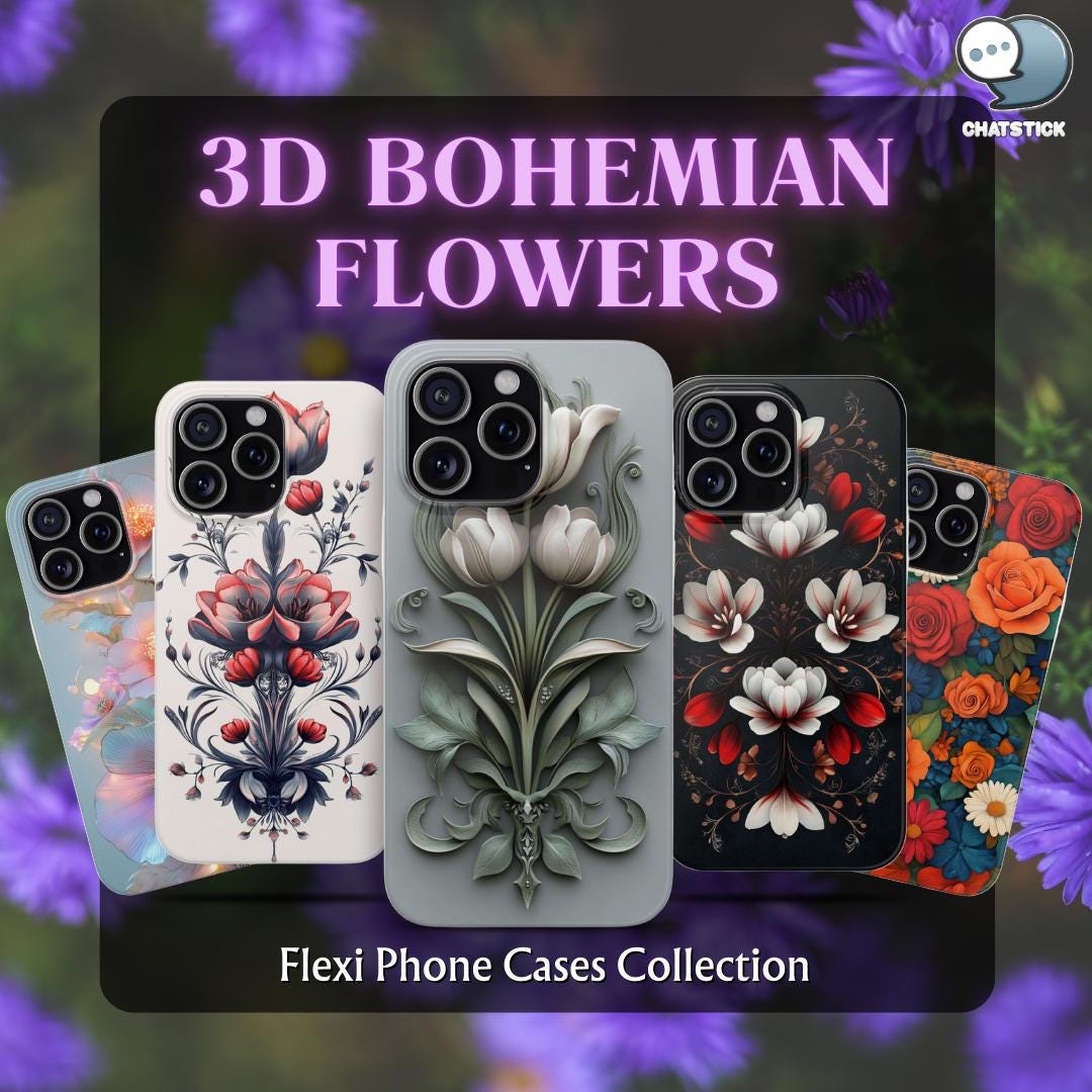 3D Bohemian Flowers Flexi Phone Cases Collection for iPhone & Samsung ...