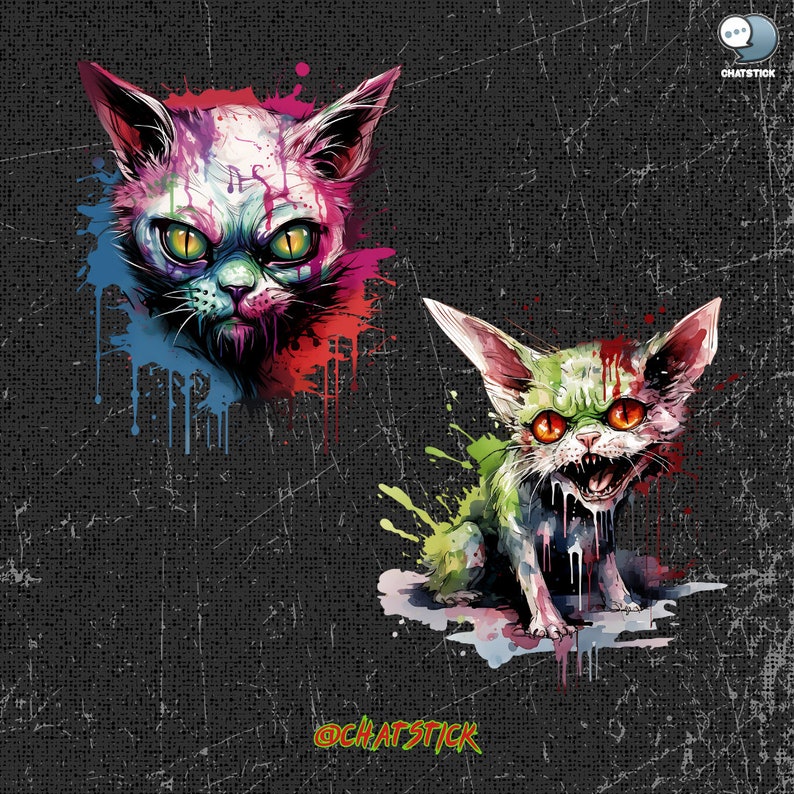 Cat Zombies Watercolor Clipart Mega Pack - 180 PNG ,cats Horror Images ...