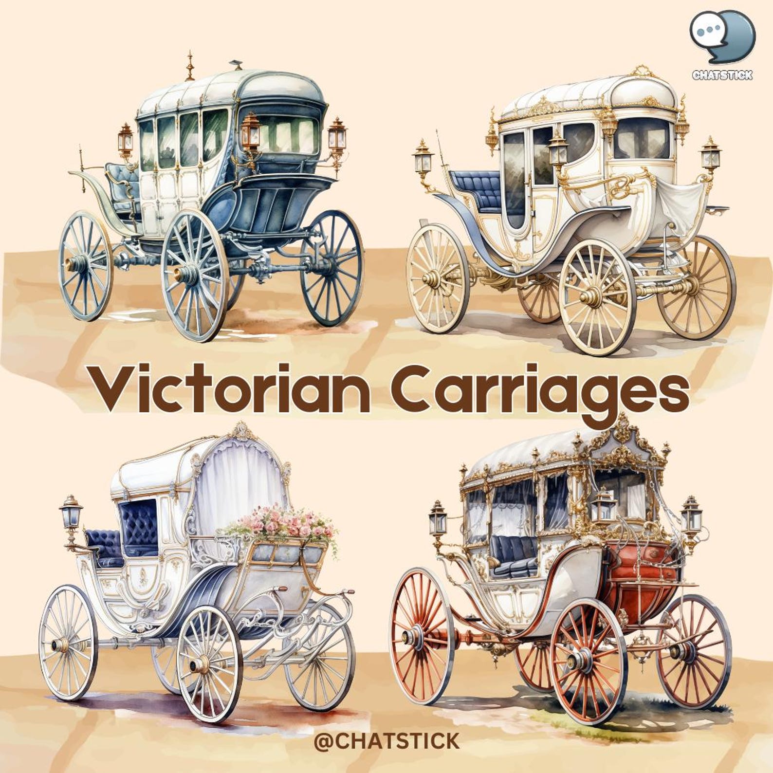 Victorian Carriages Clipart Pack - 160 Pngs | 3200x3200px 300 DPI ...