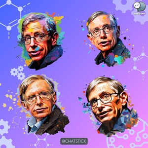 Stephen Hawking Digital Sticker Clipart Pack - 100 Printable PNG ...