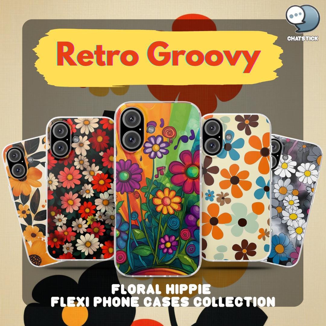 Retro Groovy Floral Hippie Flexi Phone Cases Collection - iPhone 16 Pro ...
