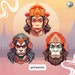 Hanuman Hindu Mythology Digital Sticker Pack 160 PNG Printable Cliparts ...