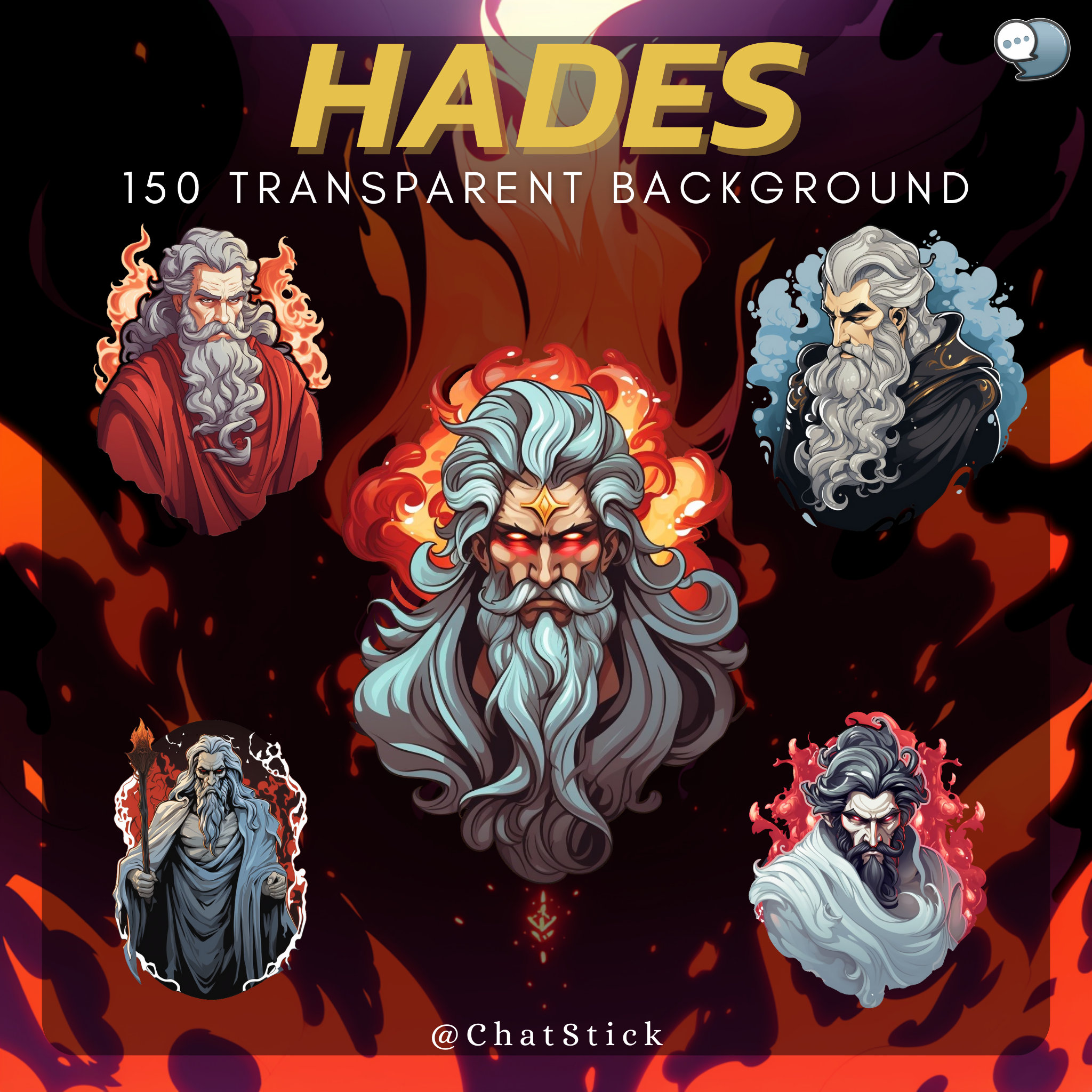 Hades Greek Mythology Digital Clipart Pack - Set of 150 PNG Sticker ...