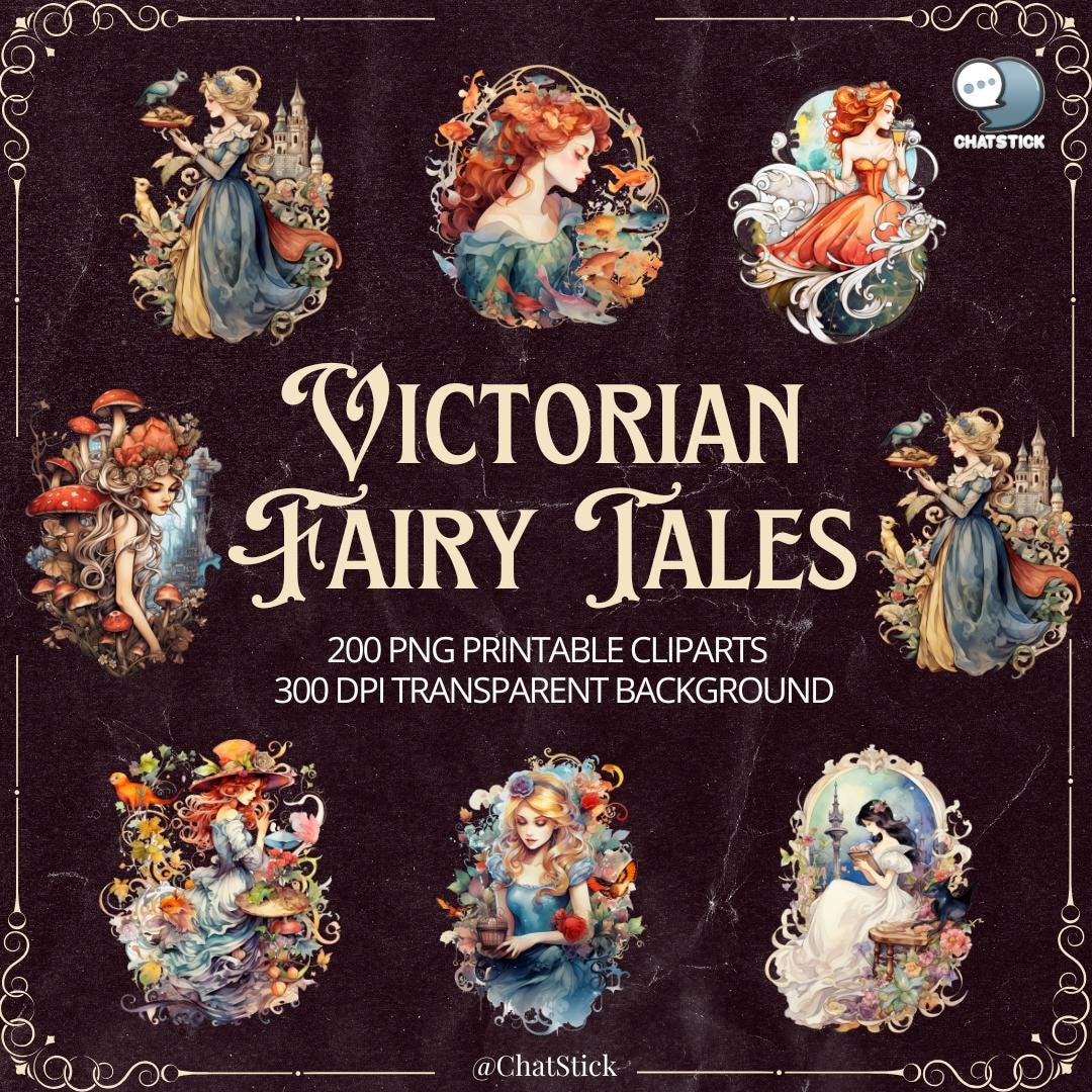 Victorian Fairy Tale Digital Cliparts - Pack of 200 PNG Files ...