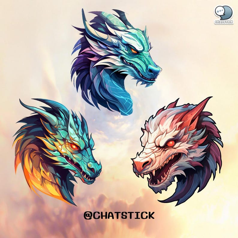 150 Dragon Theme Digital Sticker Clipart Pack - Majestic Dragon Art in ...