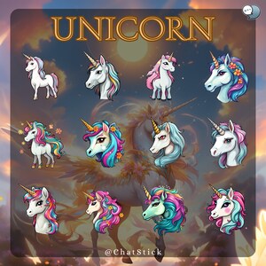 Unicorn Digital Stickers Mega Pack – 120 Clipart PNG, JPG, SVG, 3200px ...