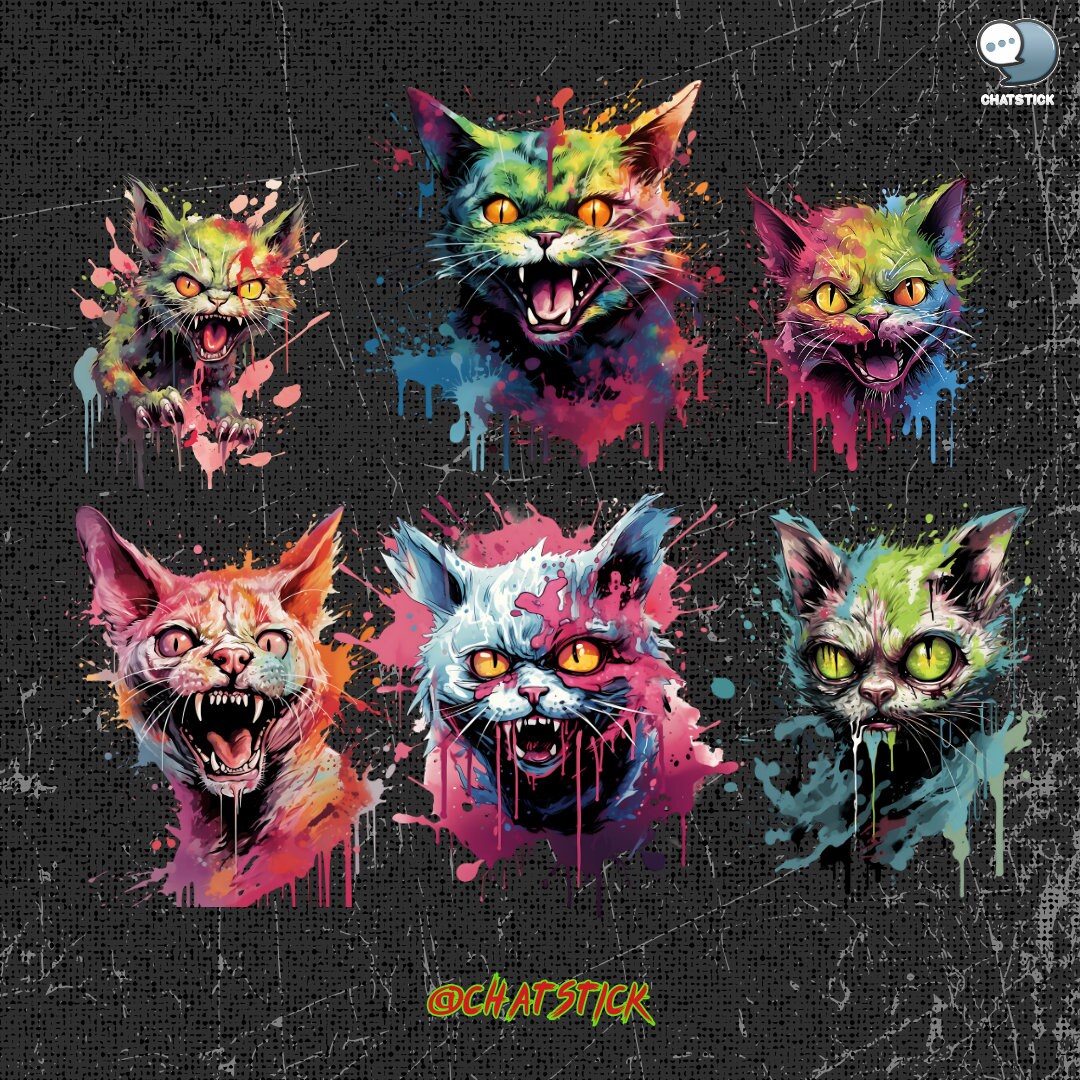 Cat Zombies Watercolor Clipart Mega Pack 180 PNG ,cats Horror Images ...
