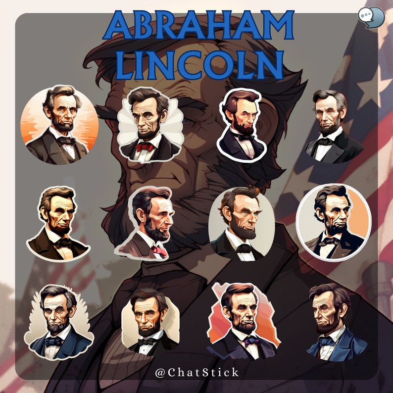 160 Abraham Lincoln Stickers Mega Pack - PNG, JPG, SVG - Presidential ...