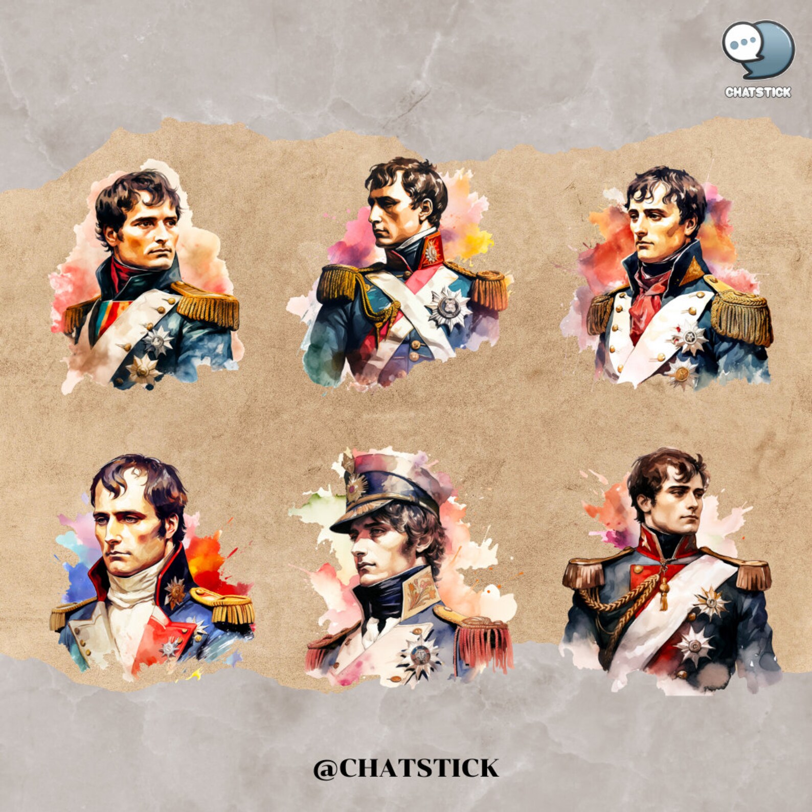 Napoleon Bonaparte Clipart Mega Pack - 140 PNG Watercolor Graphics ...
