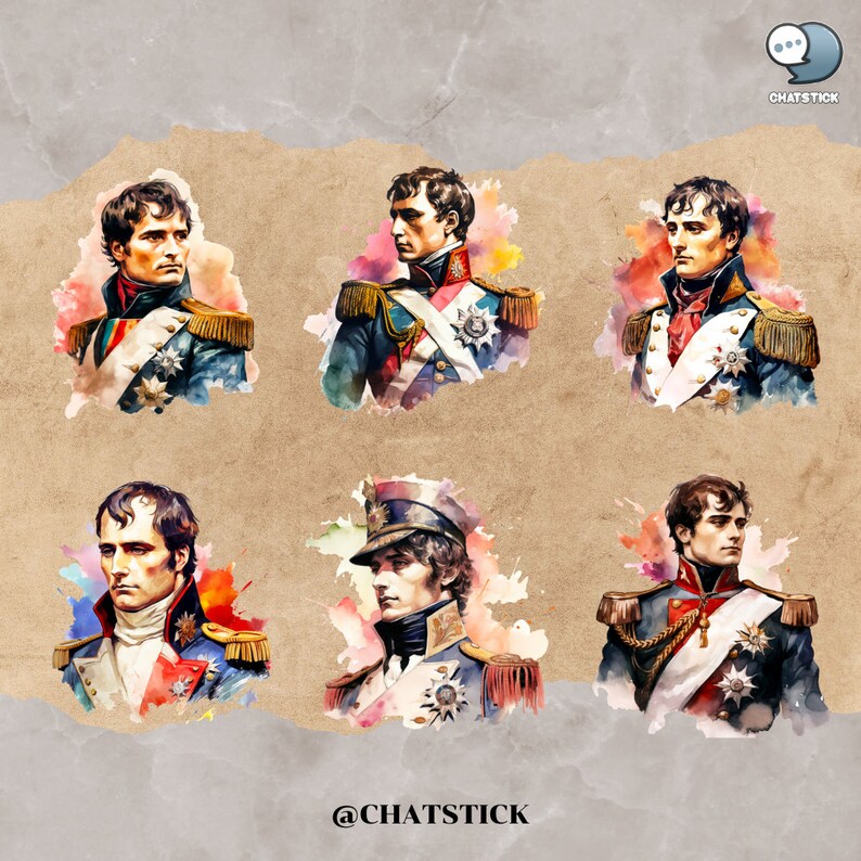 Napoleon Bonaparte Clipart Mega Pack - 140 PNG Watercolor Graphics ...