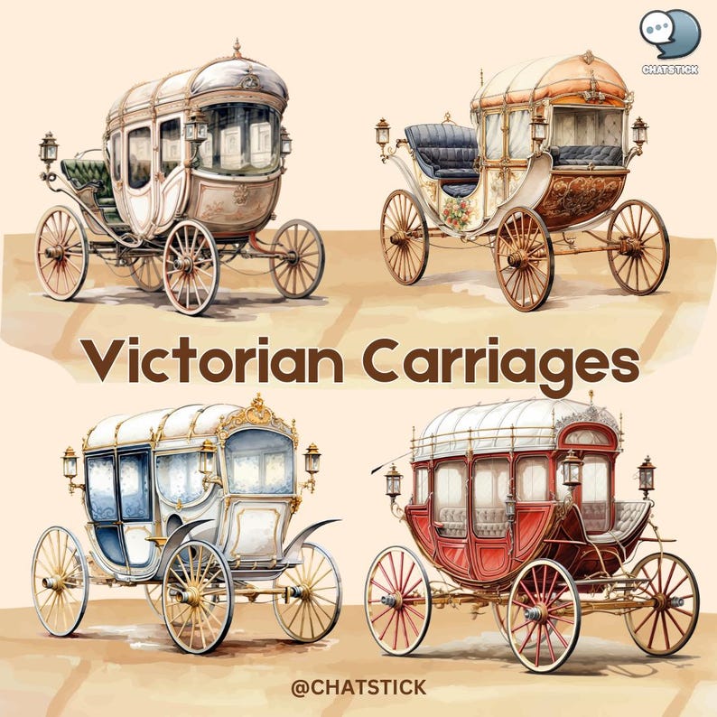 Victorian Carriages Clipart Pack - 160 Pngs | 3200x3200px 300 DPI ...