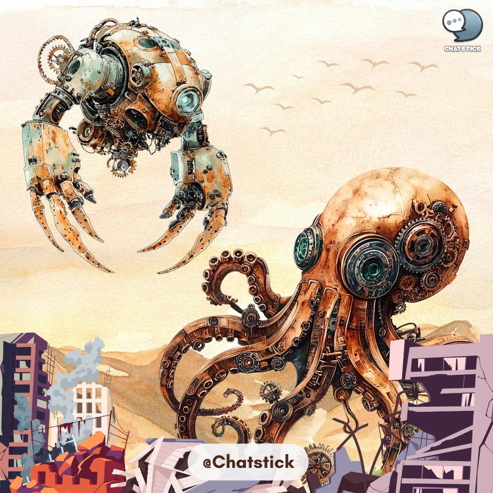 Steampunk Robots Clipart - 160 Victorian Mechanical Robots PNG, Gears ...