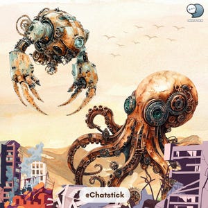 Steampunk Robots Clipart - 160 Victorian Mechanical Robots PNG, Gears ...