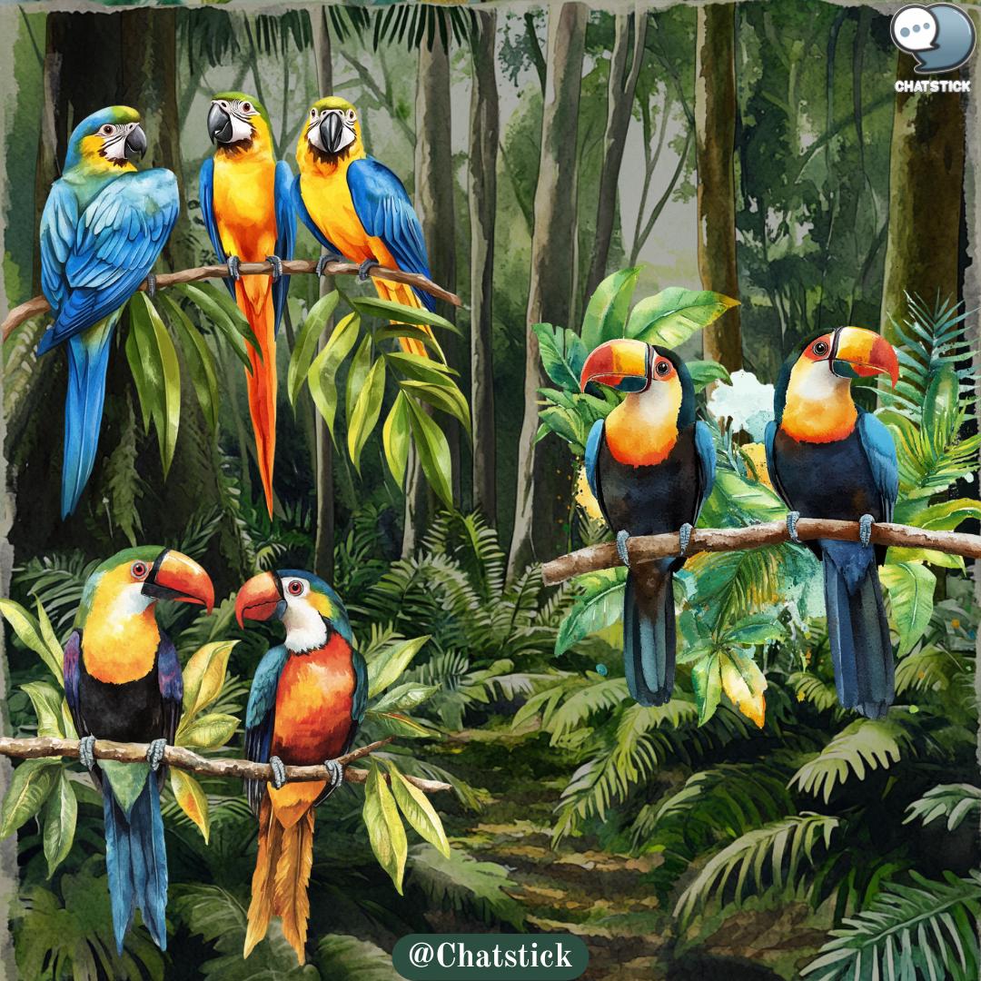 Amazon Rainforest Clipart Bundle - 160 PNG Watercolor Jungle Animals ...