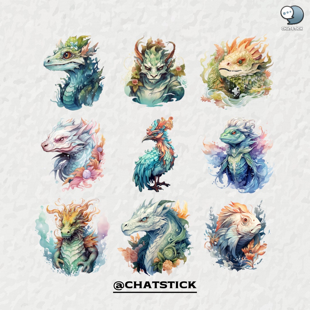 Victorian Mythology Creatures Mega Pack - 180 Watercolor Cliparts, High ...