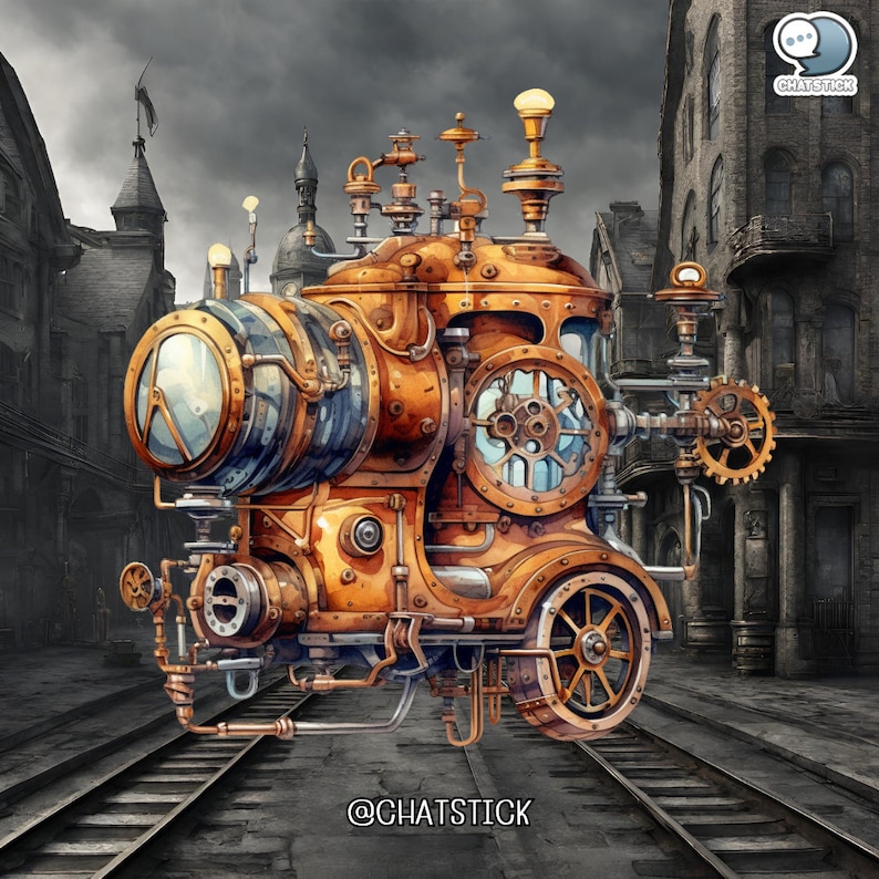 Victorian Steampunk Inventions Mega Pack: 180 Watercolor Clipart, High ...