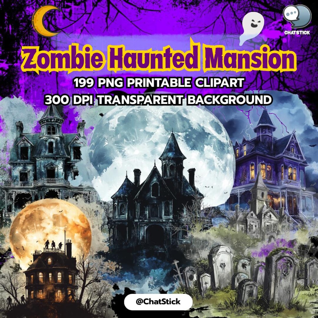 199 Zombie Haunted Mansion Cliparts | Scary Zombies in Haunted House ...