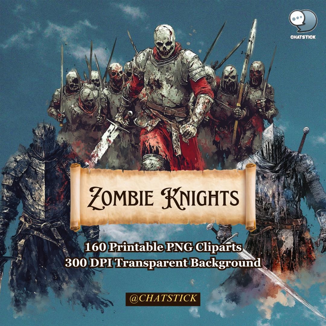 Zombie Knight Cliparts - 160 Medieval Zombie Pngs, 300 DPI Transparent ...