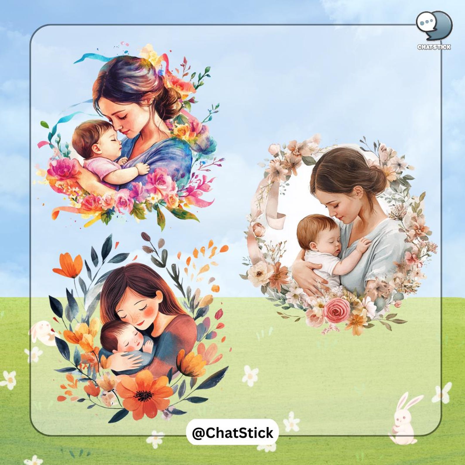 Mother's Day Clipart Bundle – 160 PNG Watercolor Mom & Child ...