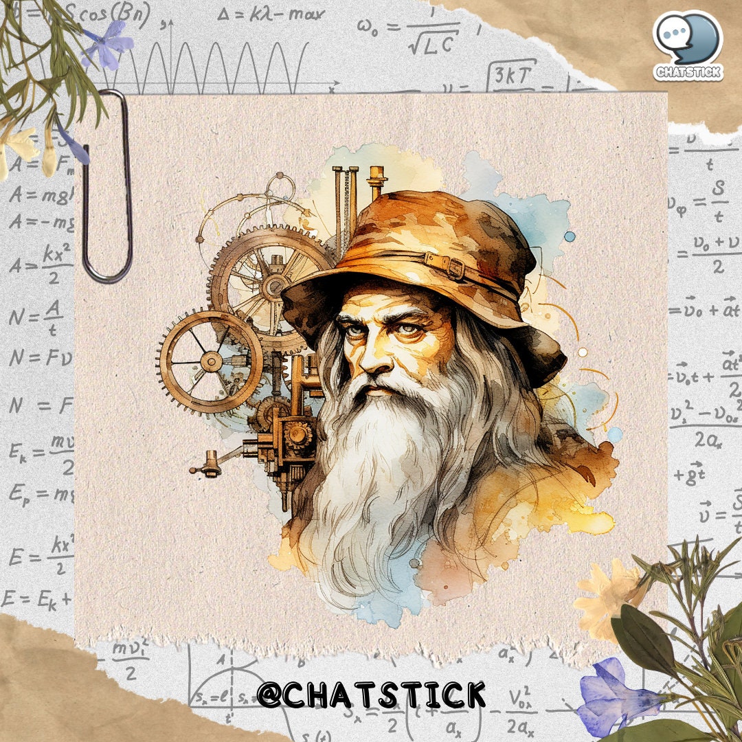 250 Steampunk Leonardo Da Vinci Theme Digital Watercolor Clipart Mega Pack - PNG Printable for ...
