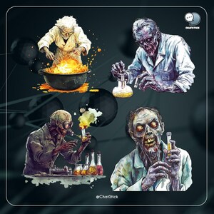160 Zombie Scientist Clipart Bundle – Undead Lab Coat Characters ...