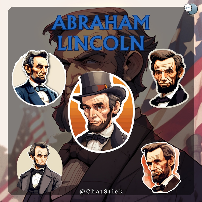 160 Abraham Lincoln Stickers Mega Pack - PNG, JPG, SVG - Presidential ...