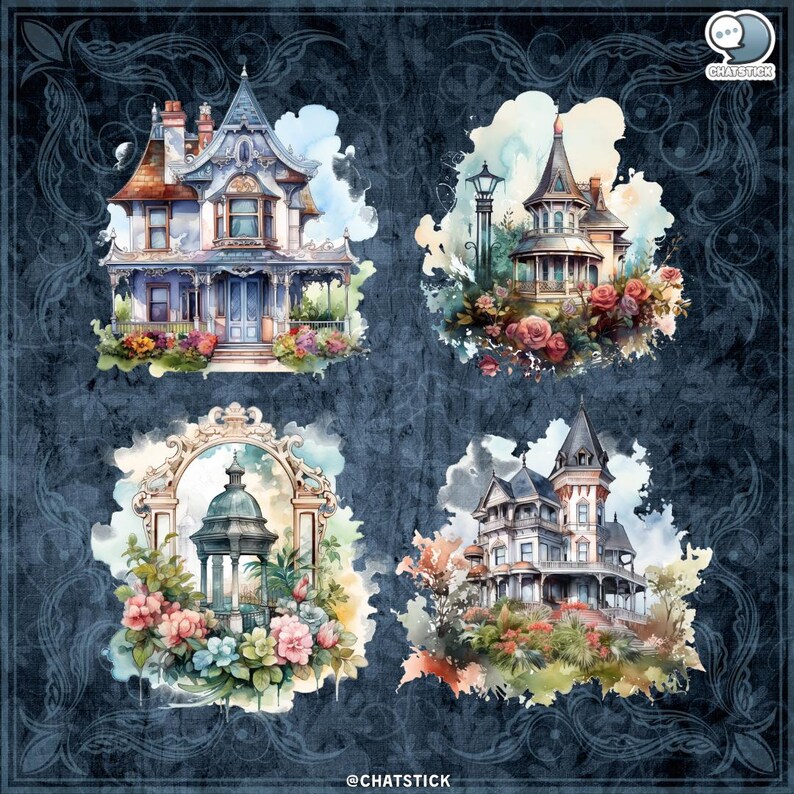 Victorian Vignettes: 180 PNG Cliparts of Small, Detailed Scenes of ...