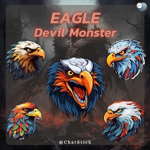 100 Eagle Devil Monster Digital Stickers - Clipart Mega Pack in PNG ...