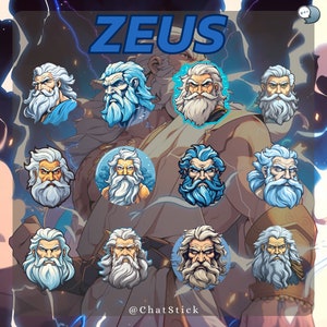 Zeus Sticker Greek Mythology Pack: 80 Digital Clipart - Lightning God ...