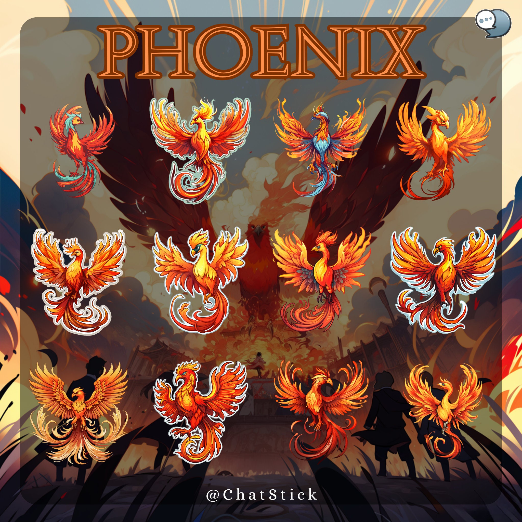 99 Phoenix Clipart Mega Pack - Mythical Firebird PNG, JPG, SVG Stickers ...