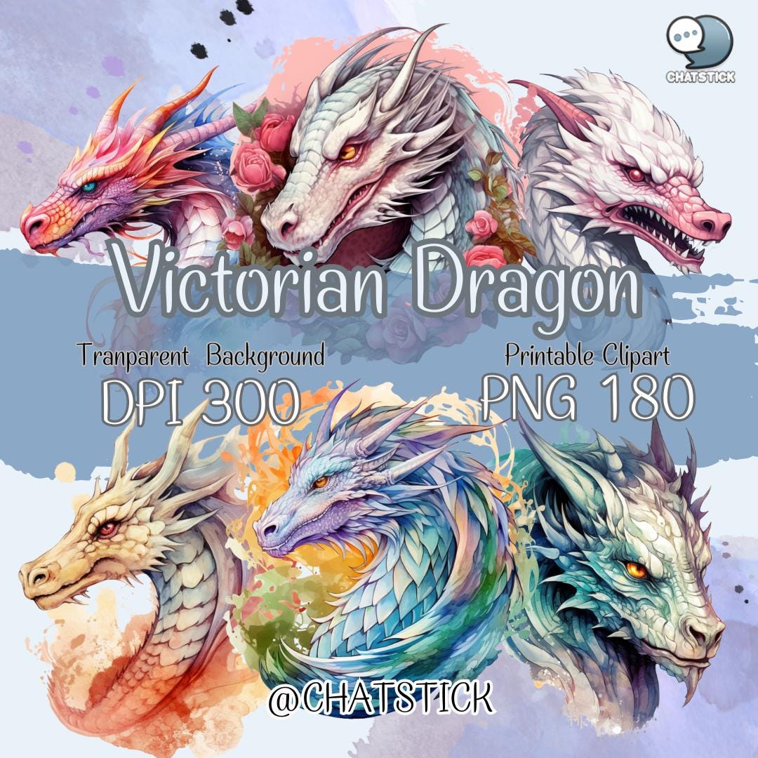 180 Victorian Dragon Clipart | Printable PNG | 3200x3200px | 300 DPI ...