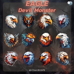 100 Eagle Devil Monster Digital Stickers - Clipart Mega Pack in PNG ...