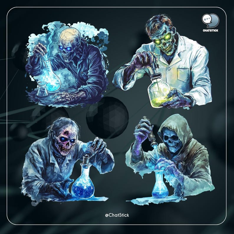 160 Zombie Scientist Clipart Bundle – Undead Lab Coat Characters ...