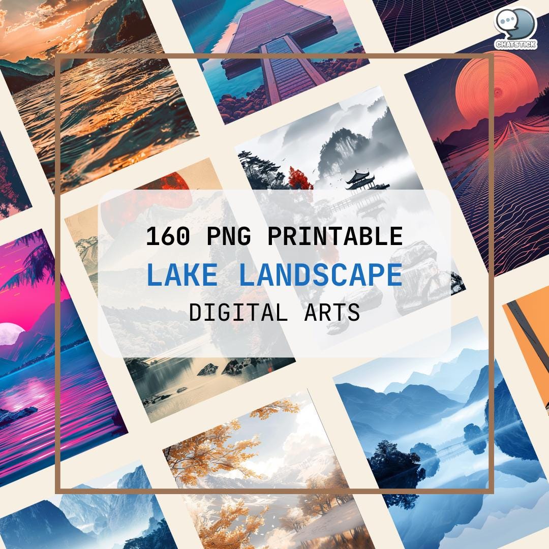 160 Lake Landscape Digital Art Posters, Wall Art Prints Wallpaper Pack ...