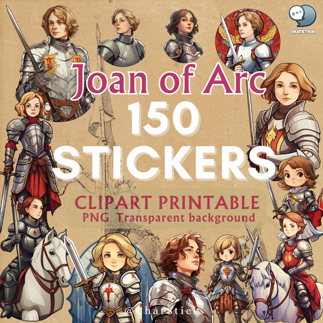 Joan of Arc Inspired Sticker Clipart Set | Pack of 150 Digital Cliparts ...