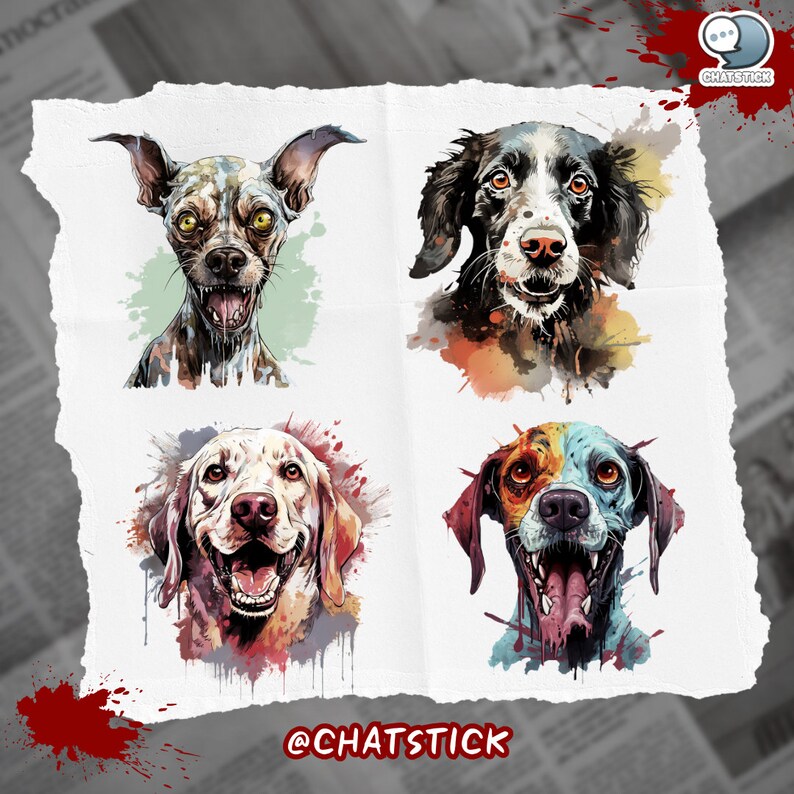 Dog Zombies Watercolor Clipart Mega Pack - 180 PNG, 3200x3200 ...