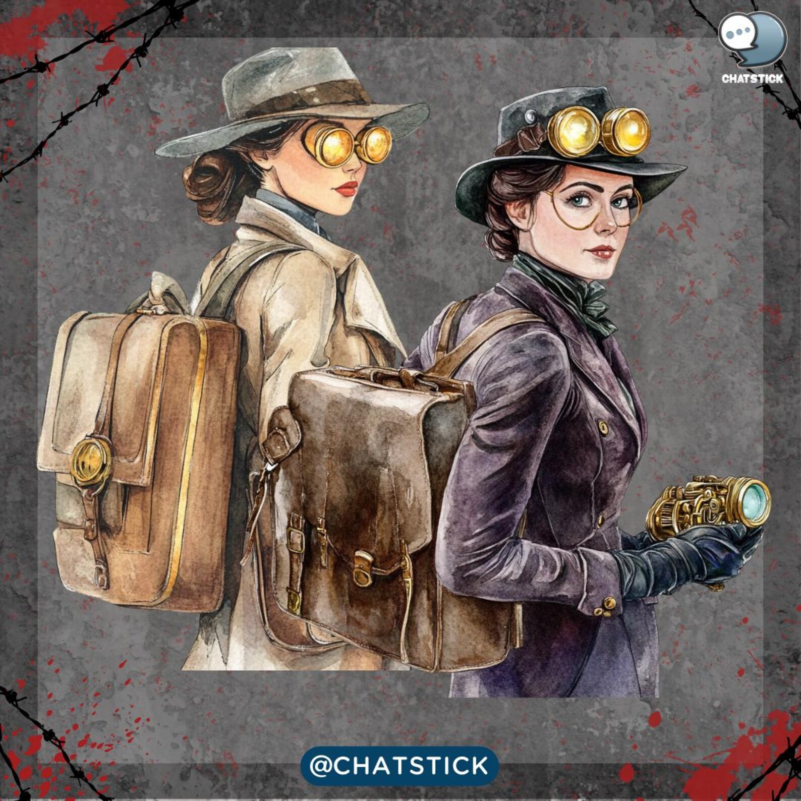 Steampunk Lady Detectives Clipart | 160 PNG Victorian Detective Cliparts | Women Investigators ...
