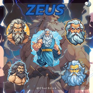 Zeus Sticker Greek Mythology Pack: 80 Digital Clipart - Lightning God ...