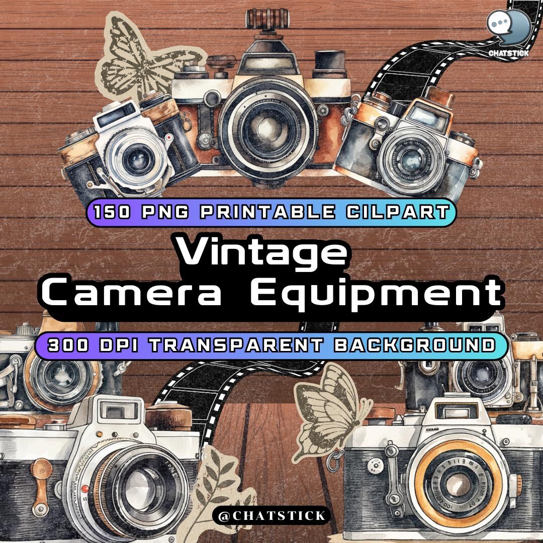 Vintage Camera Clipart Pack - 80 High-resolution PNG Images of Retro ...