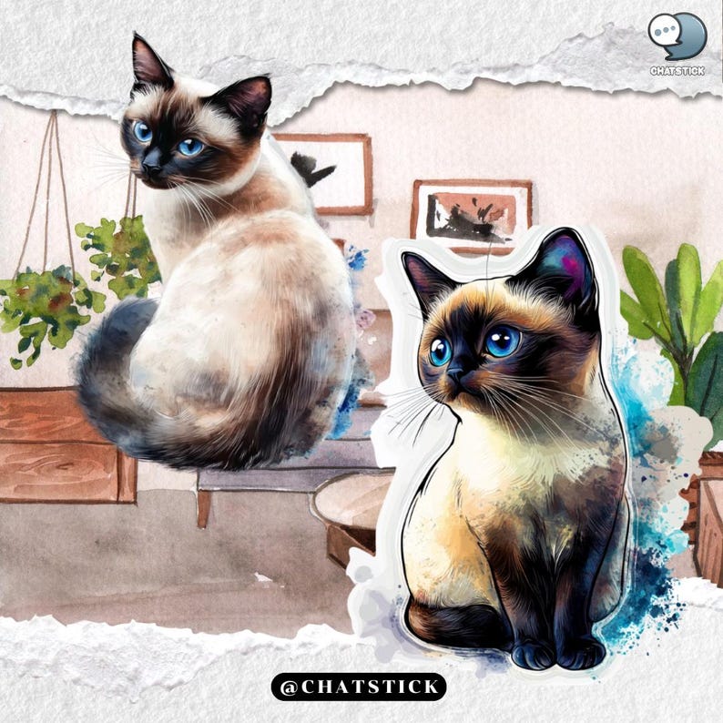Siamese Cats Clipart Bundle - 160 PNG Watercolor Cat Illustrations, 300 ...