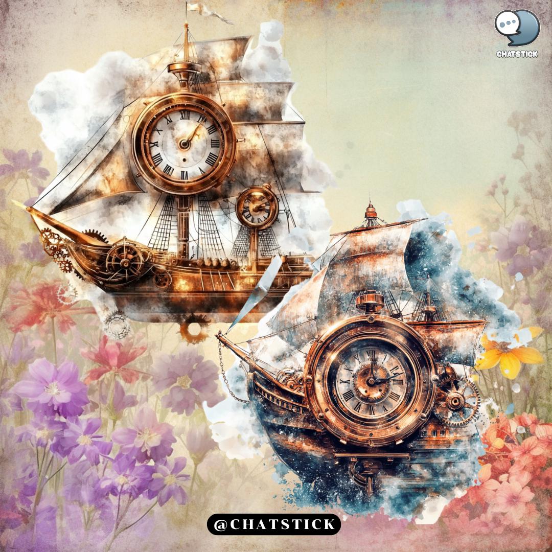 Steampunk Nautical Gear Cliparts - 160 Pngs of Compass, Telescope & Map ...