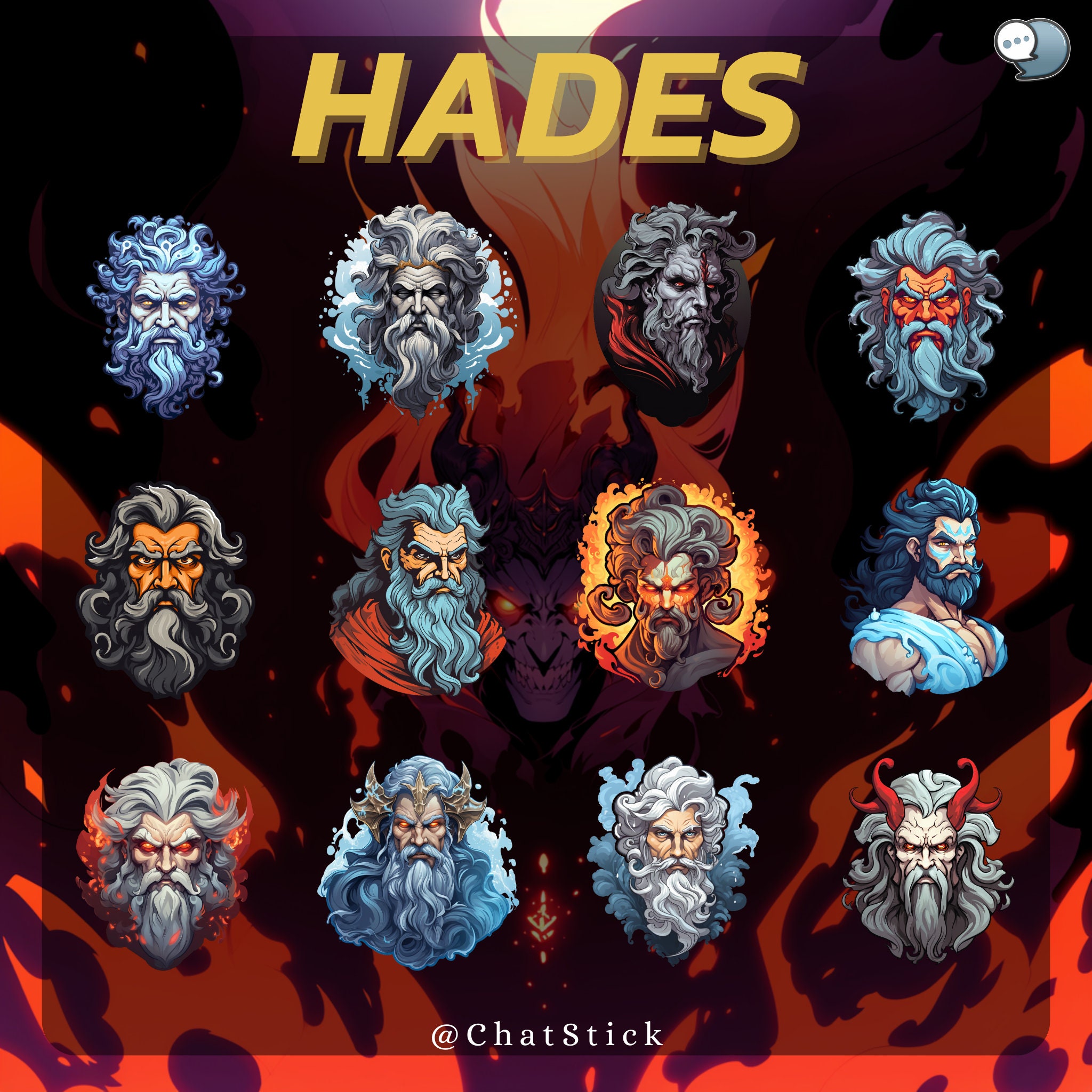 Hades Greek Mythology Digital Clipart Pack - Set of 150 PNG Sticker ...