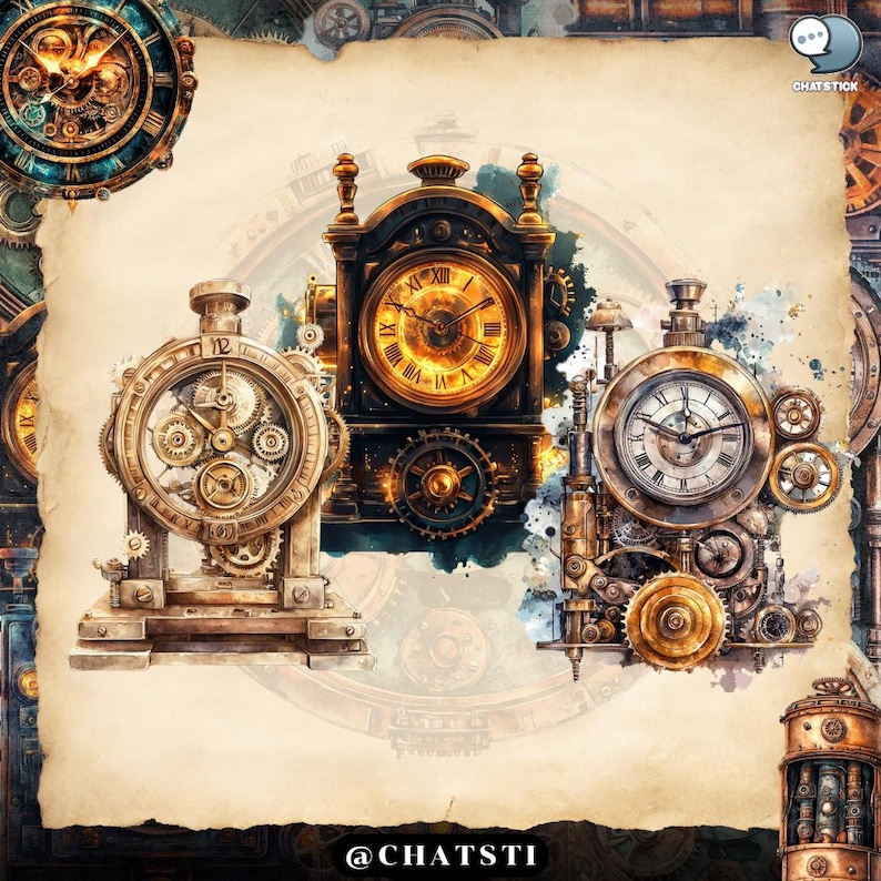 Steampunk Time Machine Cliparts - 160 Time-travel Devices Pngs, 300 DPI ...