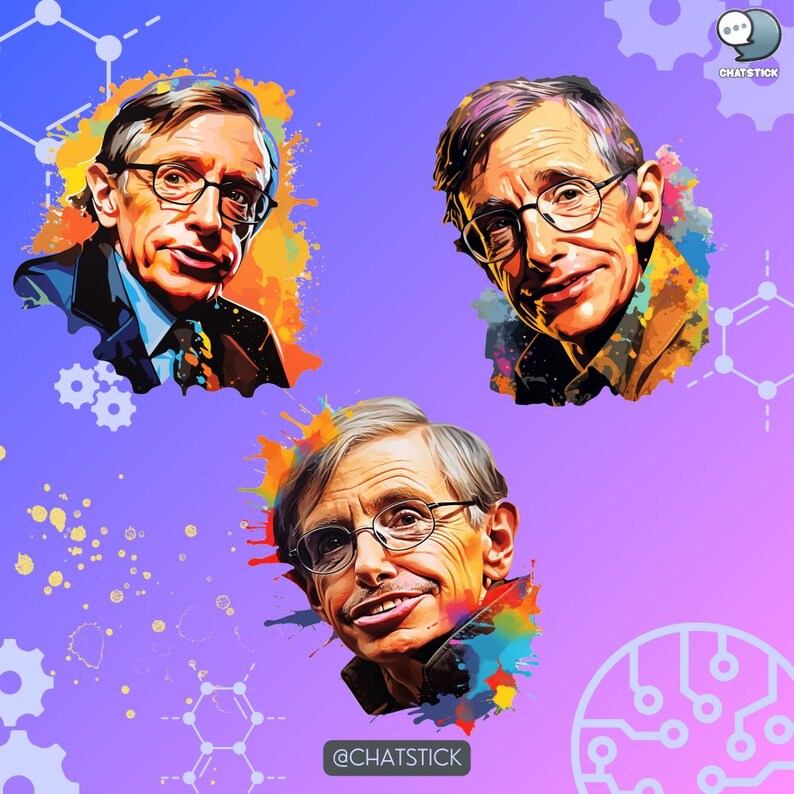 Stephen Hawking Digital Sticker Clipart Pack - 100 Printable PNG ...