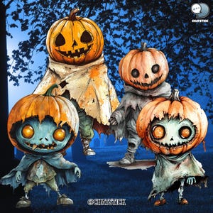 Zombie Kids Clipart Bundle - 160 Playful Spooky Undead Children ...