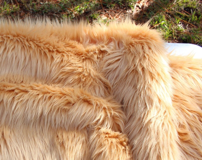 FD Furs HONEY BLONDE Long Pile Shag Faux Fur Shaggy Fabric Pieces for ...